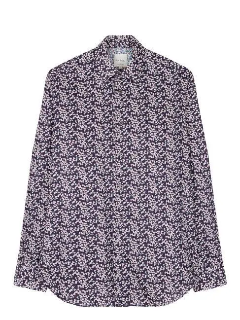 Paul Smith Tailored-fit Dark 'liberty Floral' Print Shirt - Purple