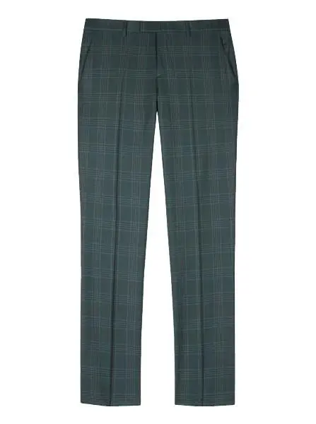 Paul Smith Tapered-fit Check Wool Trousers - Green