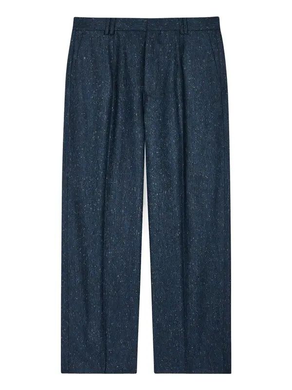 Paul Smith Wool-tweed Wide Leg Trousers - Blue