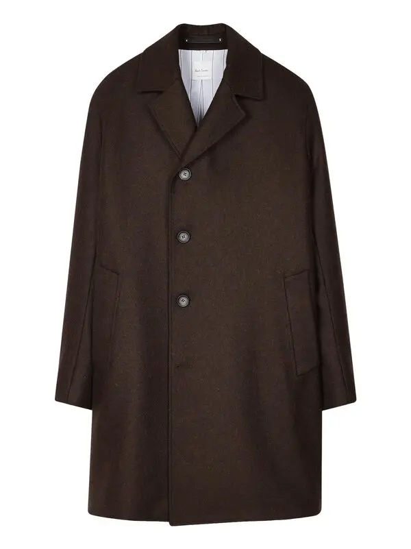 Paul Smith Melton Wool Overcoat - Brown