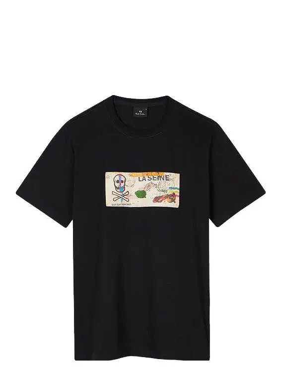 Paul Smith La Seine Card' Organic-cotton T-shirt - Black