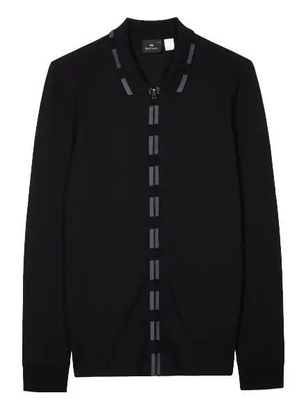 Paul Smith Zip-front Long-sleeve Polo Shirt - Black