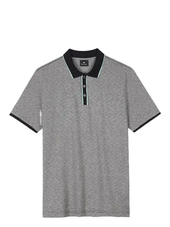 Paul Smith Grey Contrast-collar Polo Shirt - Black