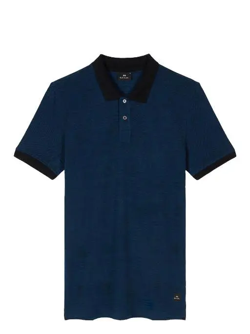 Paul Smith Navy Patchwork Jacquard Polo Shirt - Blue
