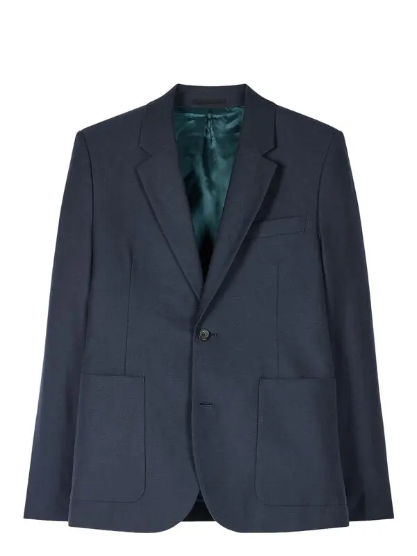 Paul Smith Dark Navy Wool And Cotton-blend Blazer - Blue