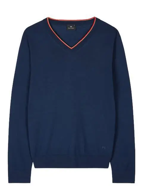 Paul Smith Mid Merino Wool V-neck Sweater - Blue