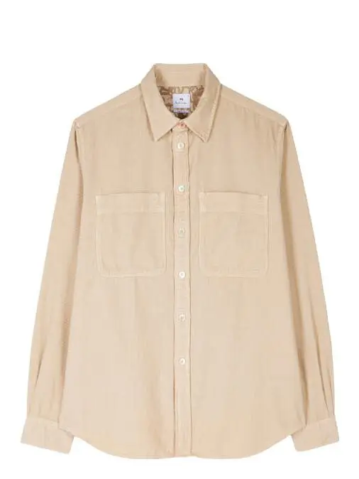Paul Smith Ecru Corduroy Patch-pocket Shirt - Brown