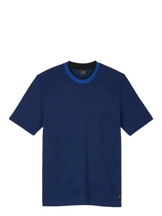 Paul Smith Jacquard Contrast-collar T-shirt - Blue