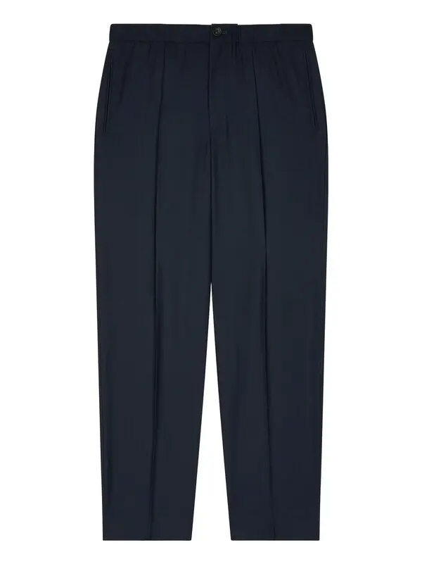 Paul Smith Wool And Cotton-blend Elasticated Waist Trousers - Blue