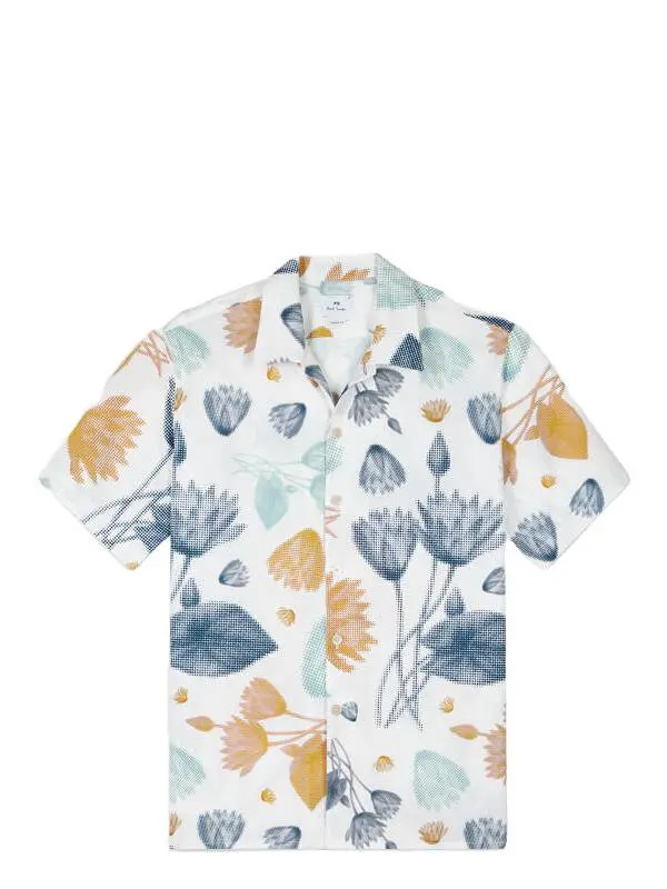 Paul Smith Half Tone Floral' Cotton Short-sleeve Shirt - White