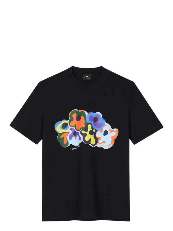 Paul Smith Bold Florals' Motif Graphic T-shirt - Black