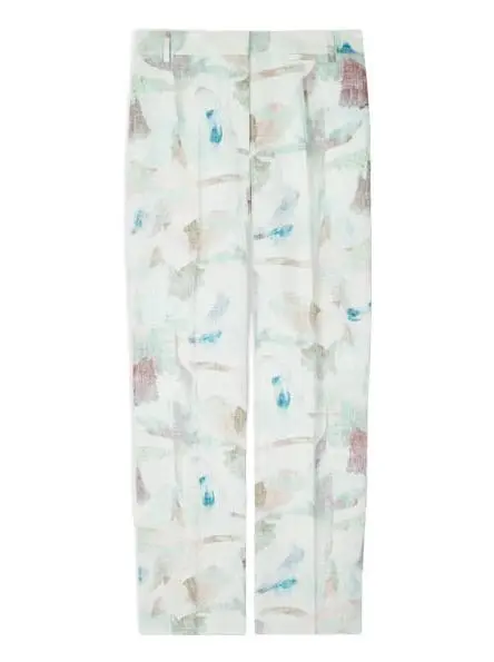 Paul Smith Floral Paint Studies Straight Leg Trousers - Green