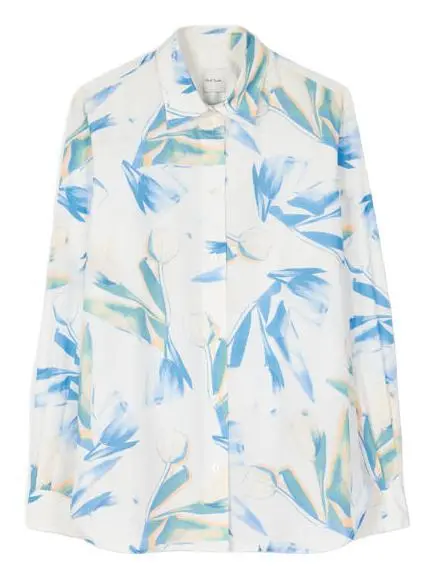 Paul Smith Cotton-silk Tulip Print Shirt - Blue