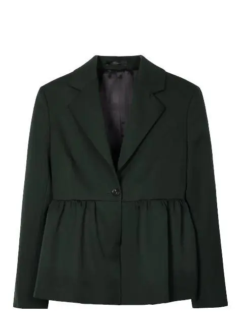 Paul Smith Wool Gabardine Peplum Jacket - Green