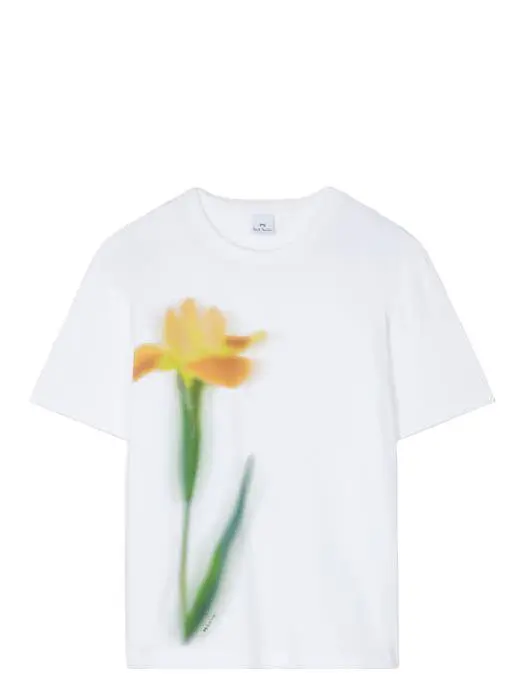 Paul Smith Cotton 'blurred Flower Stem' T-shirt - White