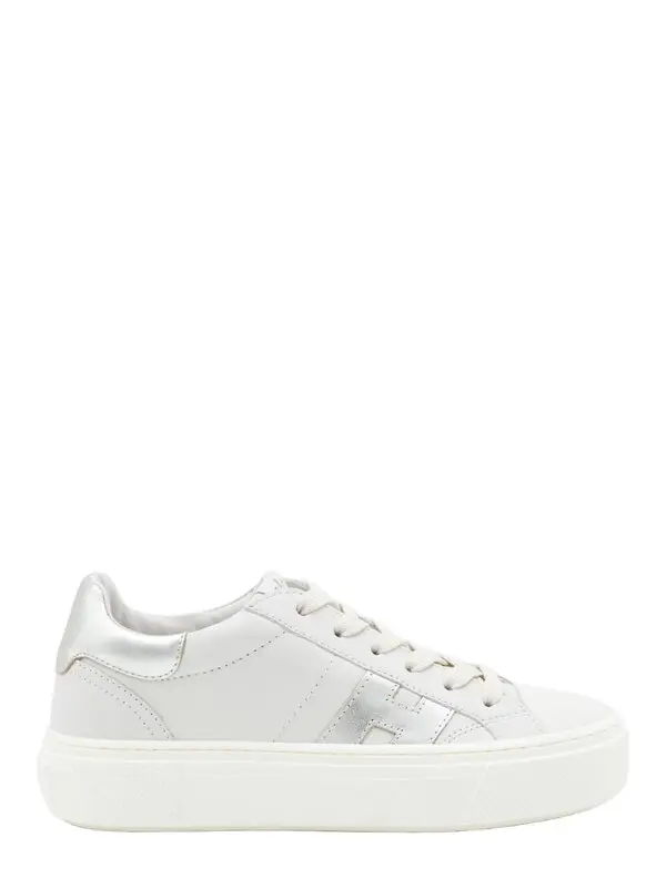 Hogan Crosswind Platform Sneakers In Smooth And Laminated Calfskin - Beige