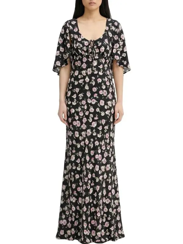 TWINSET Floral Print Maxi Dress - Black