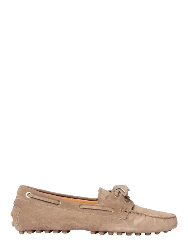 TOD'S Suede Gommino Boat Loafers - Beige