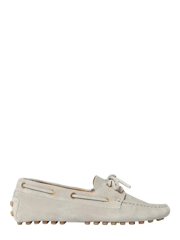 TOD'S Suede Gommino Boat Loafers - Grey