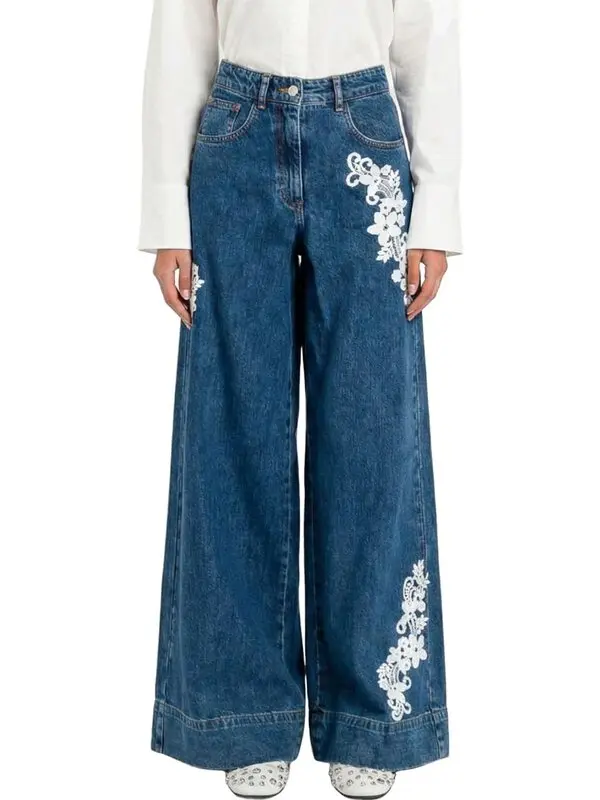 TWINSET Flared Jeans With Embroidery - Denim