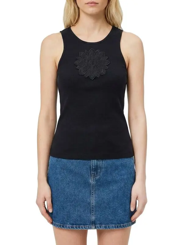 TWINSET Appliqué Tank Top - Black