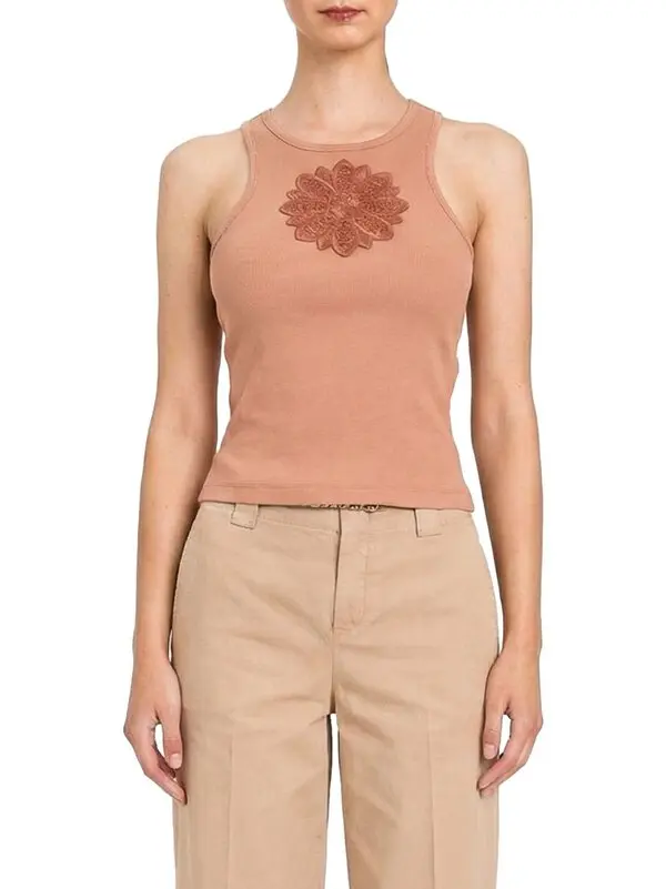 TWINSET Appliqué Tank Top - Coffee
