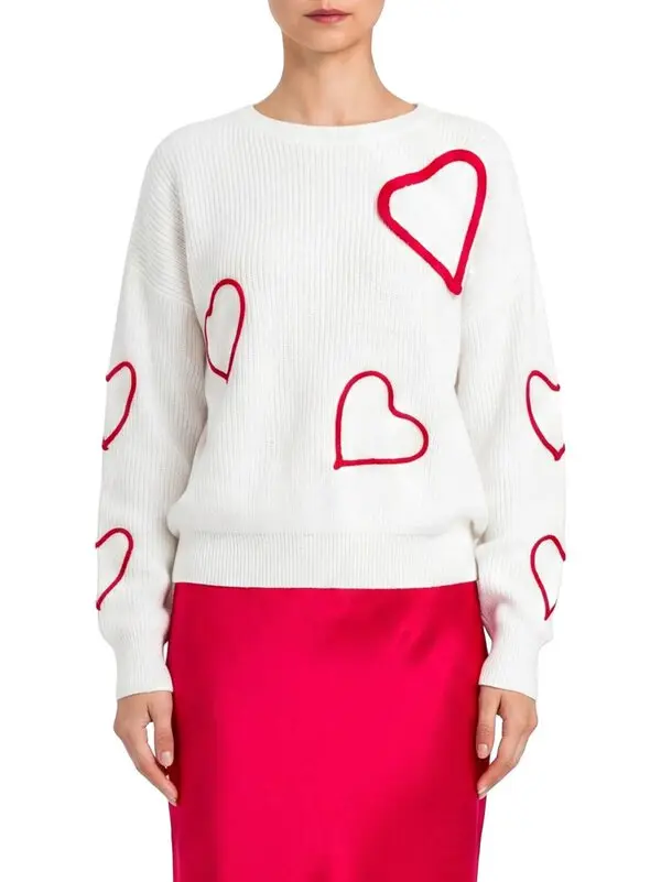 TWINSET Heart Motif Knit Sweater - White