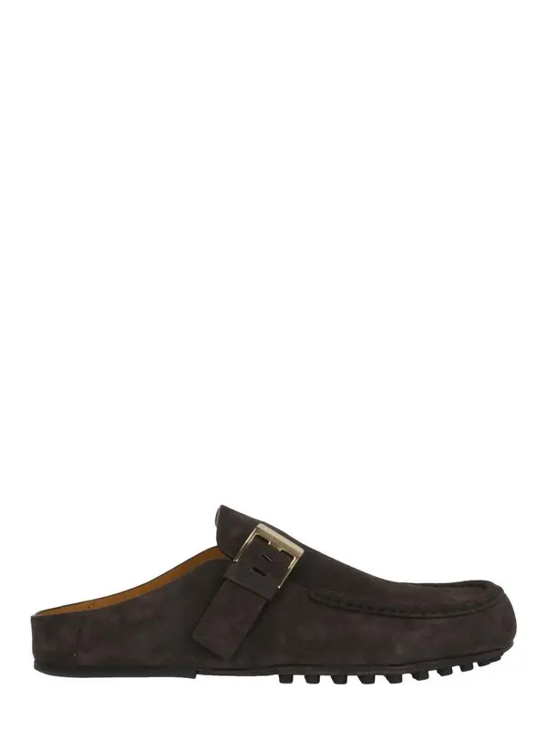 TOD'S Buckled Suede Mules - Beige