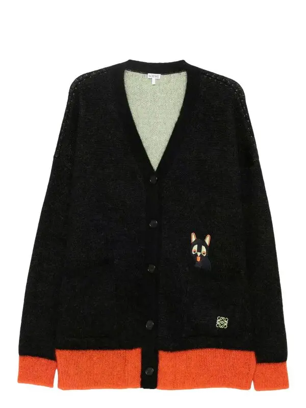 Loewe Embroidered Cardigan - Black