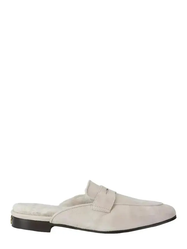BOUGEOTTE Nomad Suede Shearling Slippers - Neutrals