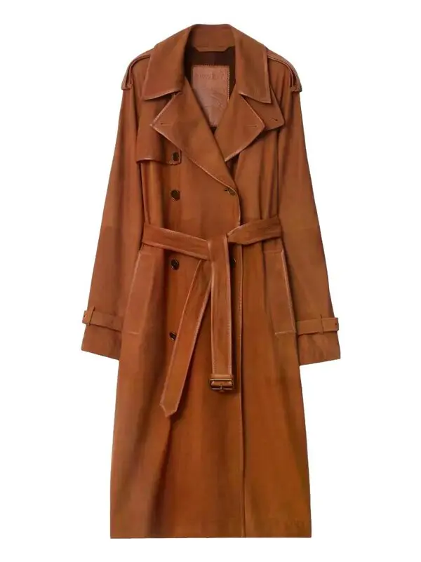 Burberry Suede Trench Coat - Brown