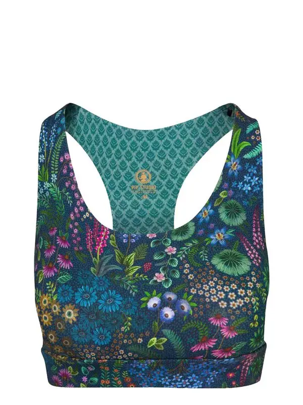 PIP STUDIO Floral-print Racerback Sports Bra - Blue