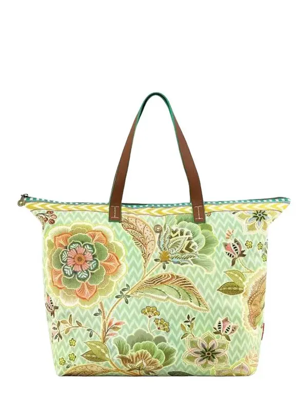PIP STUDIO Floral Print Top Handle Tote Bag - Green