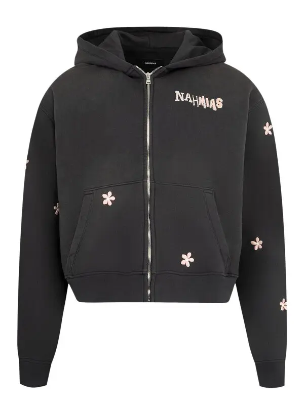 NAHMIAS Flower Groms Zip Up Hoodie - Black