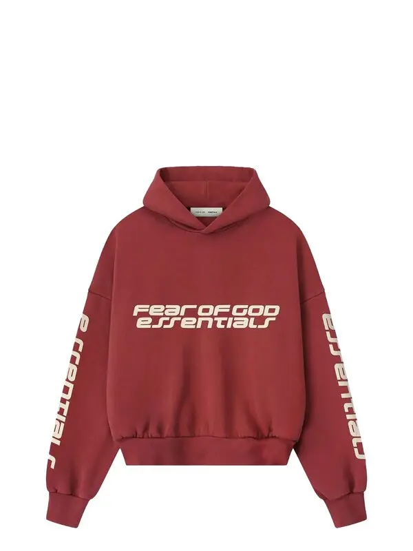 Fear Of God Cropped Relaxed Hoodie - Red