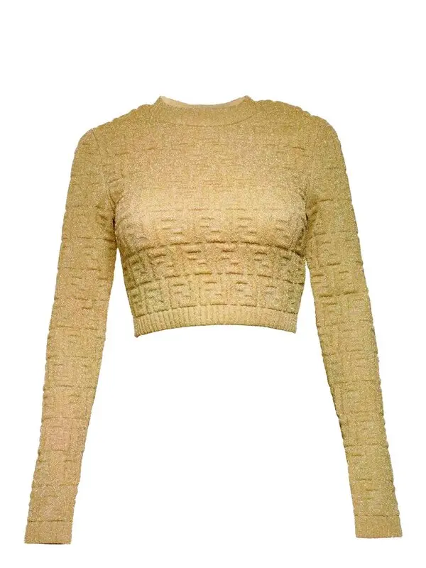 Fendi Crew-neck Long Sleeve Sweater - Gold