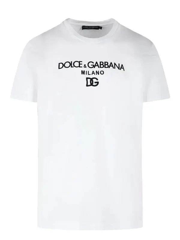 Dolce & Gabbana Ribbed Logo-embroidery T-shirt - White