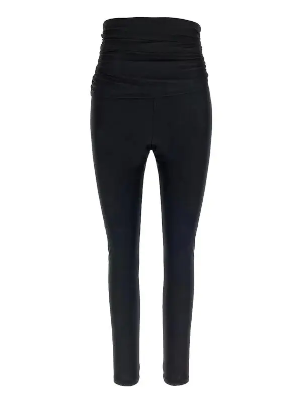 Andamane Shiny Draped Leggings - Black