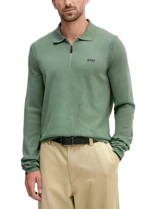 BOSS Zip Fastening Polo Shirt - Green