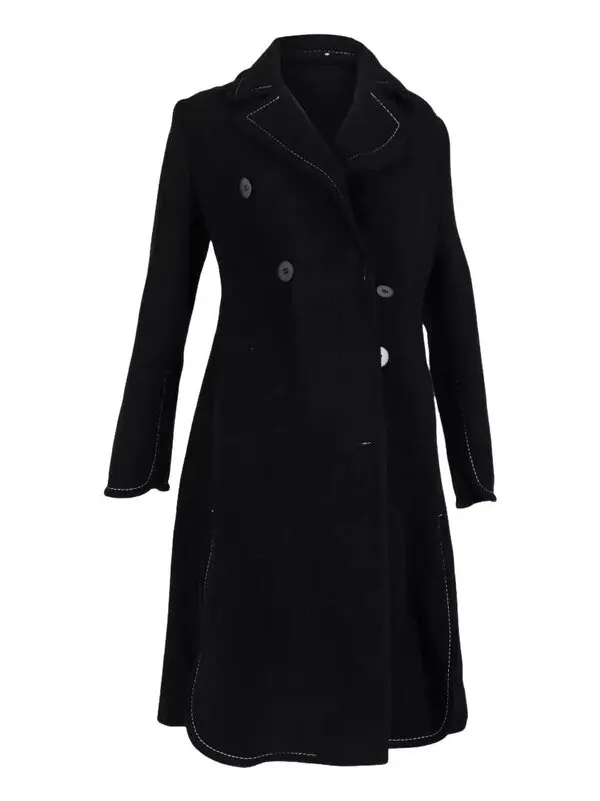 Max Mara Visible-stitch Double-breasted Coat - Black