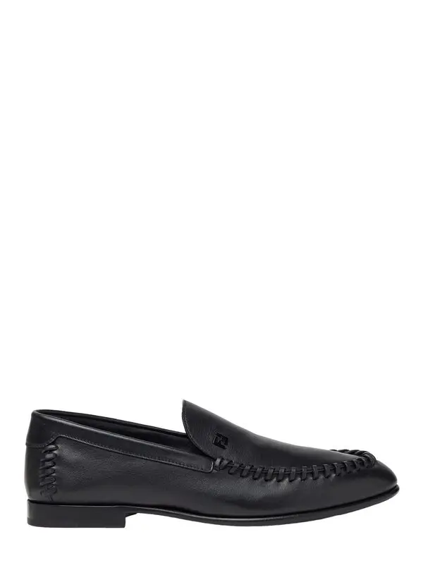 Fendi Ff-embellished Calfskin Loafers - Black