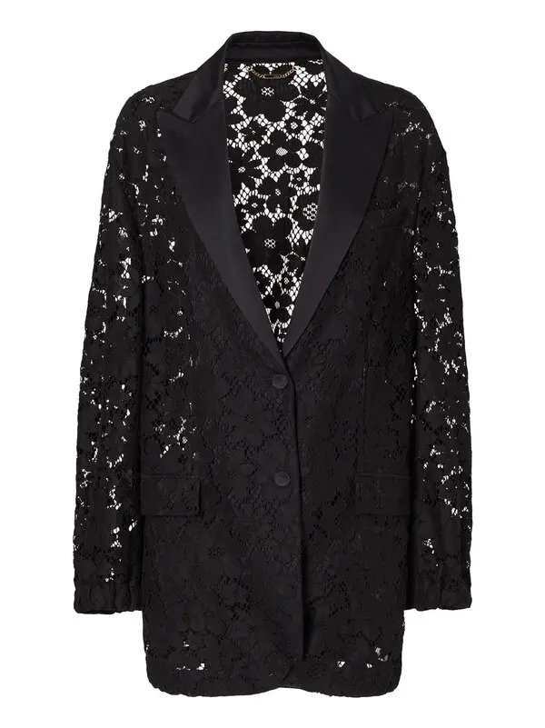 Fendi Lace Jacket With Satin Lapels - Black