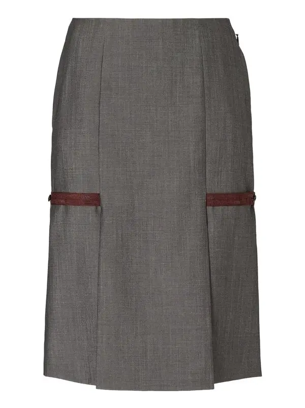 Fendi Straight-cut Midi Skirt With Slits - Grey