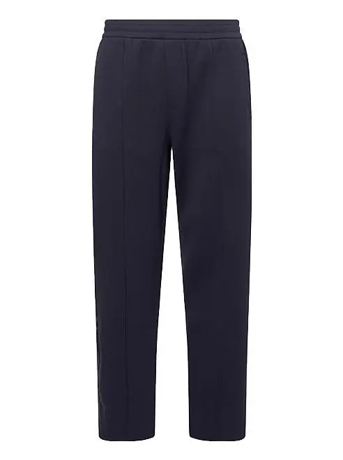 Emporio Armani Branded Tapered-leg Stretch-cotton Blend Jogging Bottoms - Iconico 0920 Blu Navy Ea