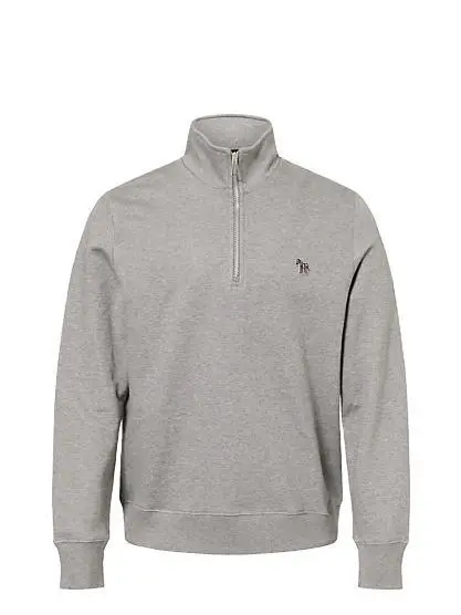 Paul Smith Half-zip High-neck Cotton-jersey Sweatshirt - Grey