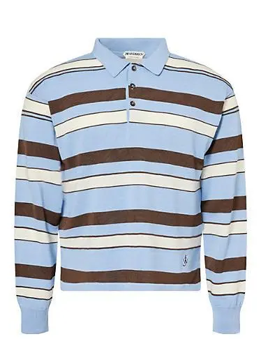 JW Anderson Striped Rugby Knitted Polo Shirt - Misty Blue