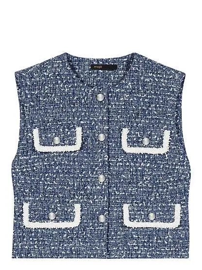 Maje Boxy-fit Tweed Vest - Blue