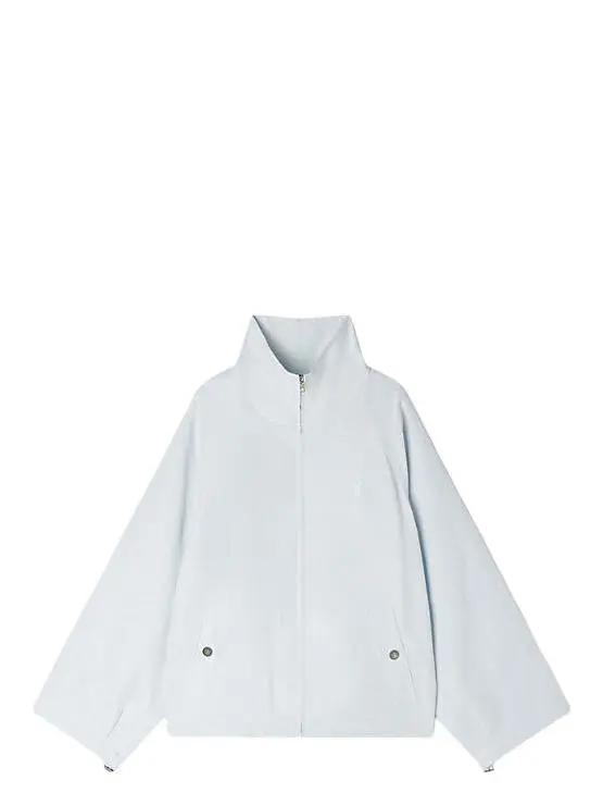 Sandro Oversized Brand-embroidered Woven Jacket - Sky Blue