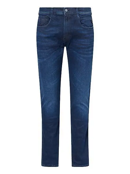 REPLAY Anbass Tapered-leg Stretch-denim Blend Jeans - Navy