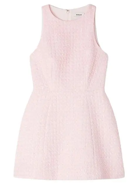 Sandro Sleeveless Sequin-embellished Tweed Mini Dress - Pink